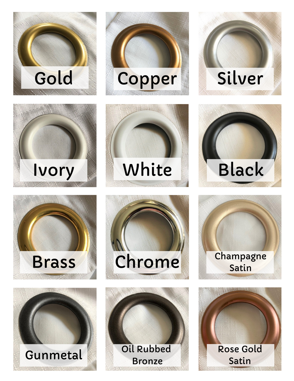 Peel & Stick Self Adhesive Curtain/Drapery Grommet Covers – Custom ...